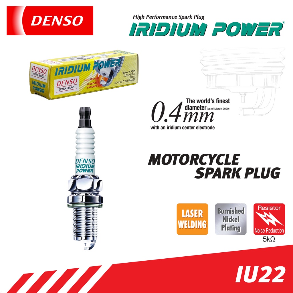 DENSO Motorcycle Spark Plug Iridium Power IU22 - 067700-9261 (1pc ...