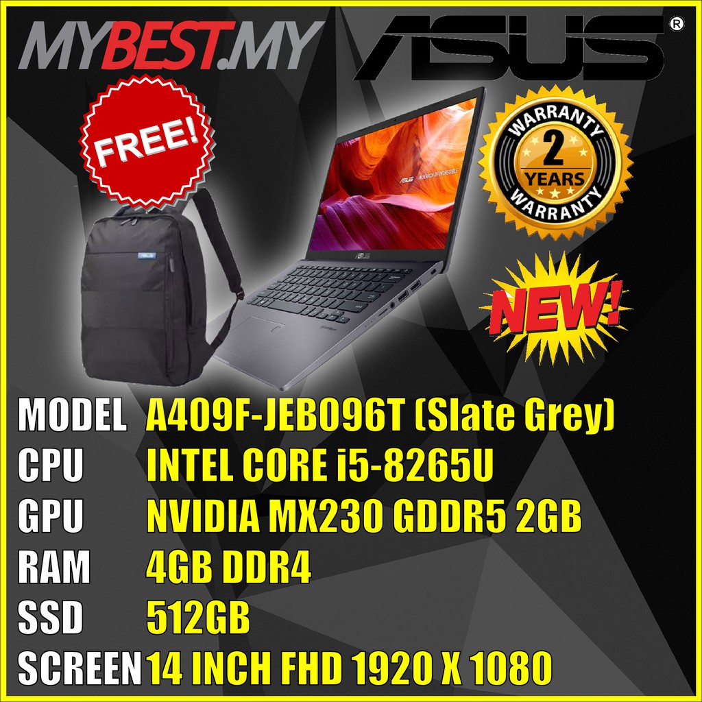 ASUS VIVOBOOK OFFICE HOME USE LAPTOP A409F-JEB096T (Slate Grey) , A409F ...