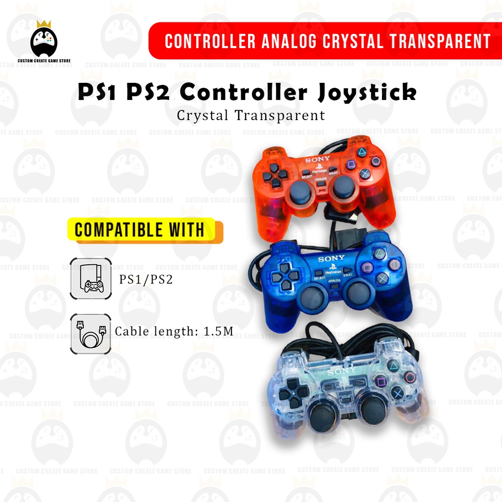 [HIGHQUALITY]PS1 PS2 DUALSHOCK ANALOG Transparent Controller Joystick ...