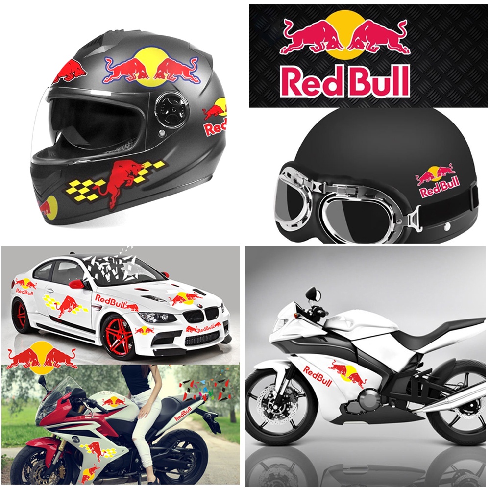Red Bull Reflective Sticker Motorcycle Racing Car Universal Sticker ...