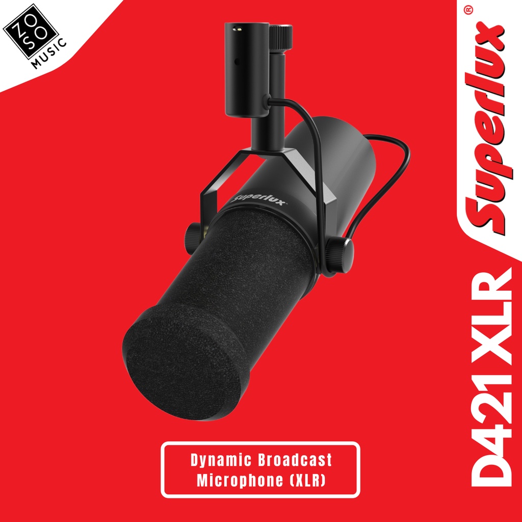 SUPERLUX D421 DYNAMIC BROADCAST MICROPHONE XLR VERSION (SUPERLUX ...