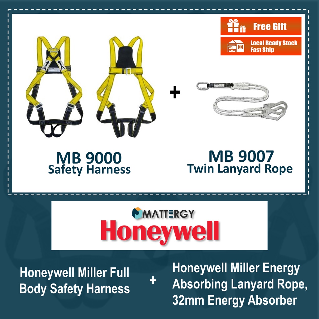 Honeywell Miller Abah-abah Full Body Safety Harness MB9000 & Twin Tails ...