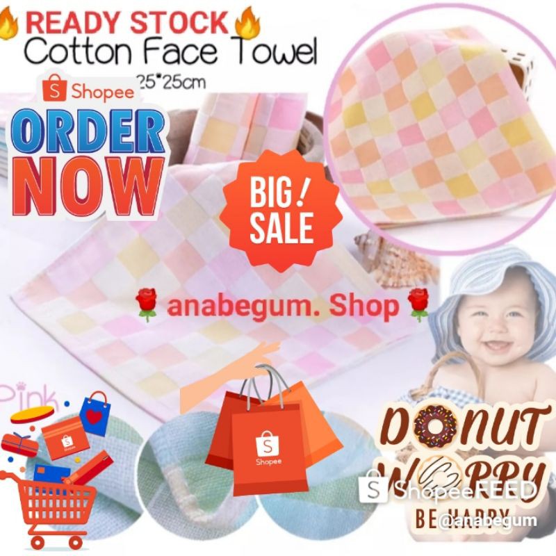 🔥HOTSALE🔥TUALA MUKA 25X25CM /100%/DOUBLE LAYER FACE COTTON TOWEL BABY ...