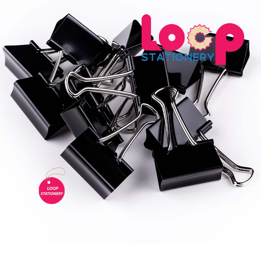 Binder Clips Paper Clips Double Clips in Black All Sizes-12pcs/Box ...