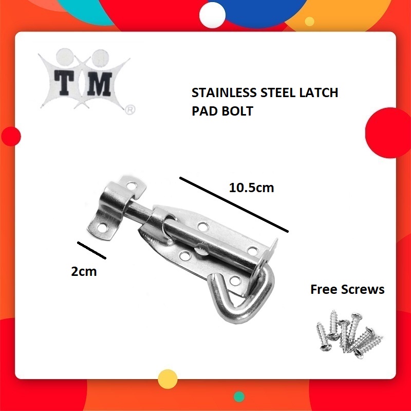 Stainless Steel Tower Bolt Latch (4") / Selak Pintu / Pad Bolt Latch ...