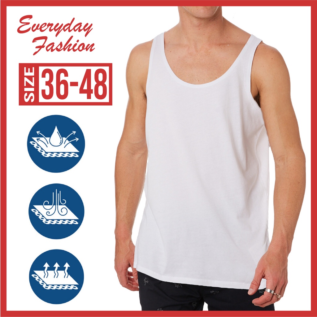 EF Pagoda Singlet Putih / Classic White Singlet Lelaki / Men's Casual ...