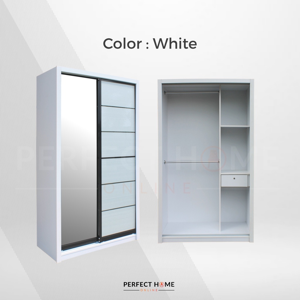 FREE INSTALL Almari Baju Wardrobe Sliding Door Anti-Jump Mirror ...