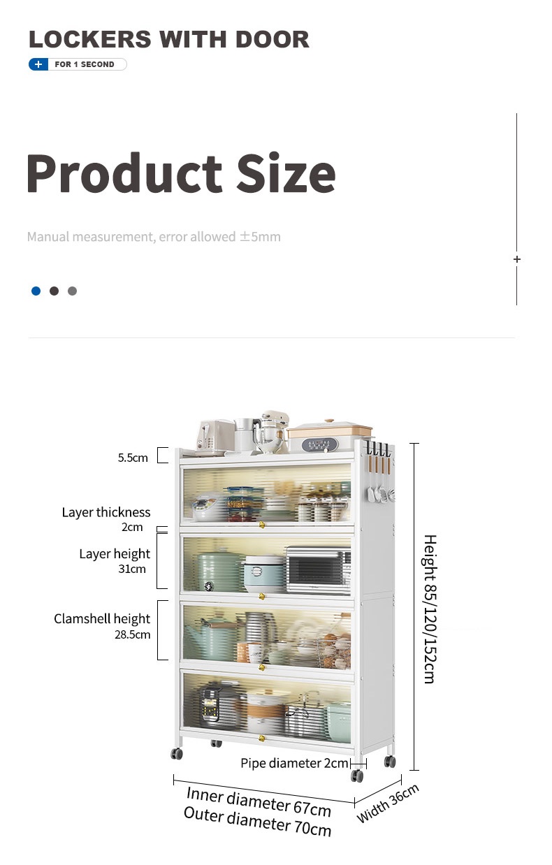 Kitchen Rack Cabinet with Door Rak Dapur Multifunctional Storage Rack ...