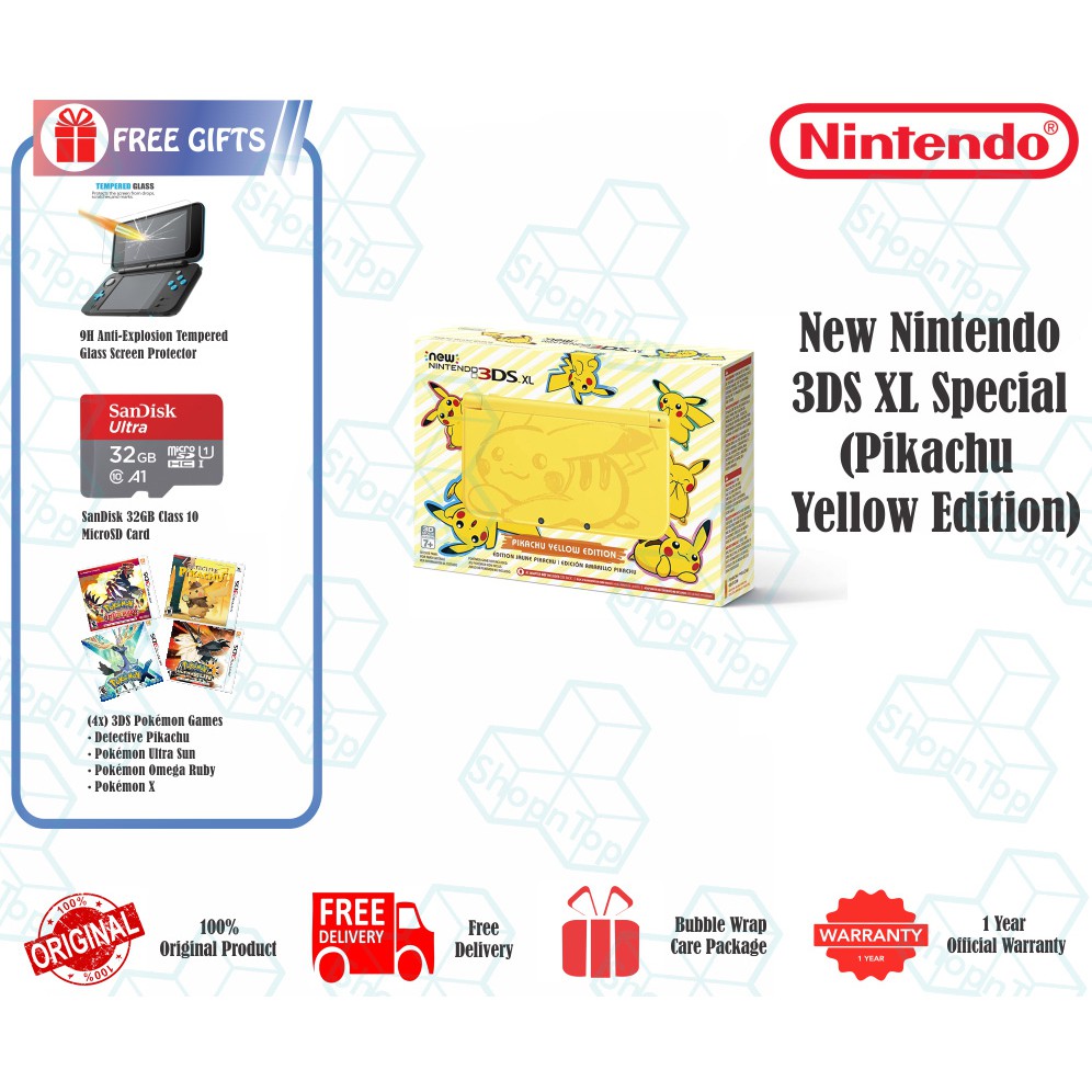 New Nintendo 3DS XL Special Pikachu Yellow Edition Games Console Set ...