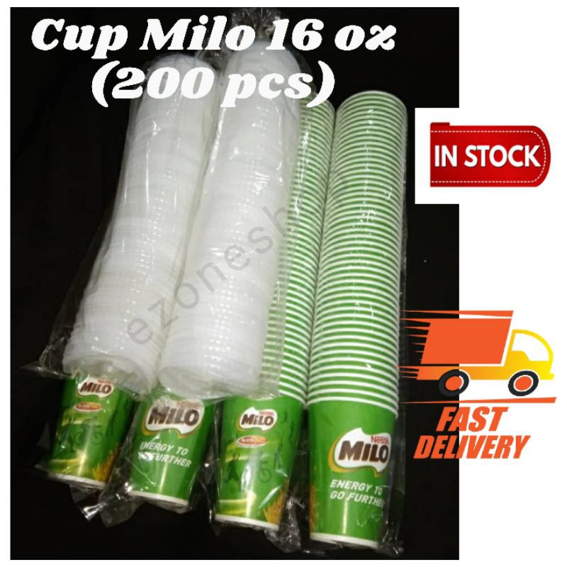 🔥CUP MILO🔥CAWAN MILO WITH LIDS 16 oz (200 pcs) | Shopee Malaysia