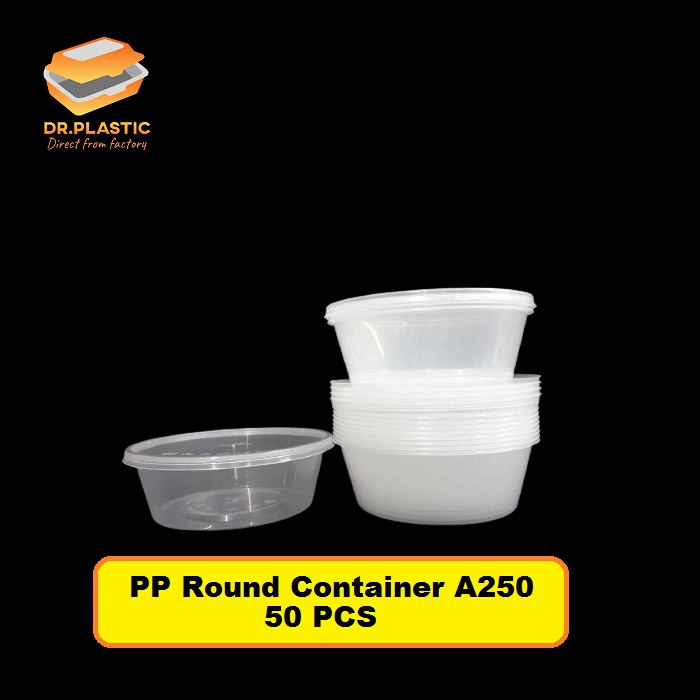 Round Disposable Plastic Food Container - ABBAWARE A250- Microwave safe ...