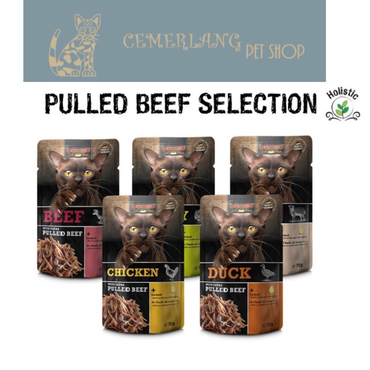 Leonardo Cat Food Wet Food Pouch + Extra Pulled Beef (70G) | Shopee ...