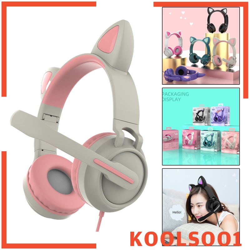 [koolsoobdMY] Girl Wire Gaming Headset Cute Cat Ear Headset with LED ...