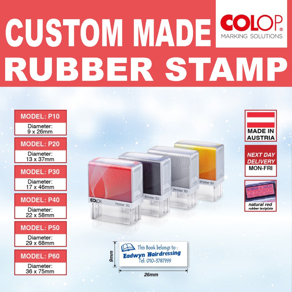 Custom Made COLOP Printer Line Self Inking Stamp Model P10 to P60 | Shopee Malaysia