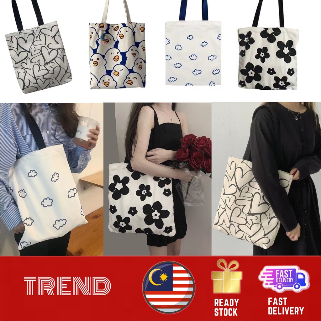 TREND🎁Woman ToteBag Canvas Korea Style Tuition Bag Simple Shoulder bag ...