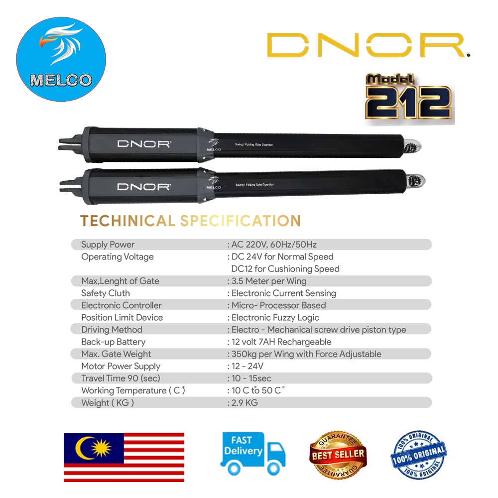Dnor Autogate D'nor 212 Premium set 24VDC Heavy Duty Swing and Folding ...