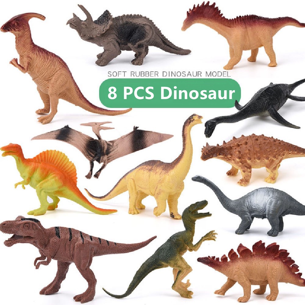Ready Stock 8 Pcs Big Jurassic Detail Dinasour Kids Early Learning ...