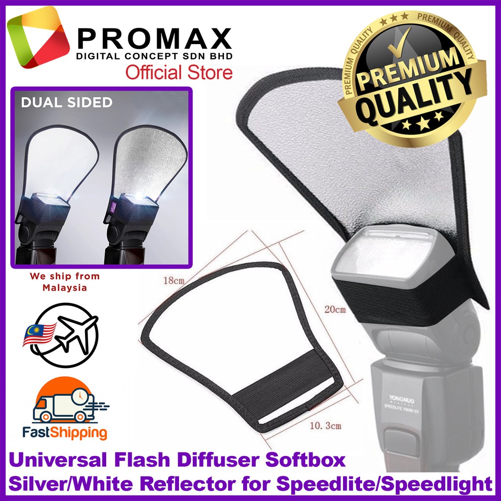 Ready Stock!! Universal Flash Diffuser Softbox Silver/White Reflector ...