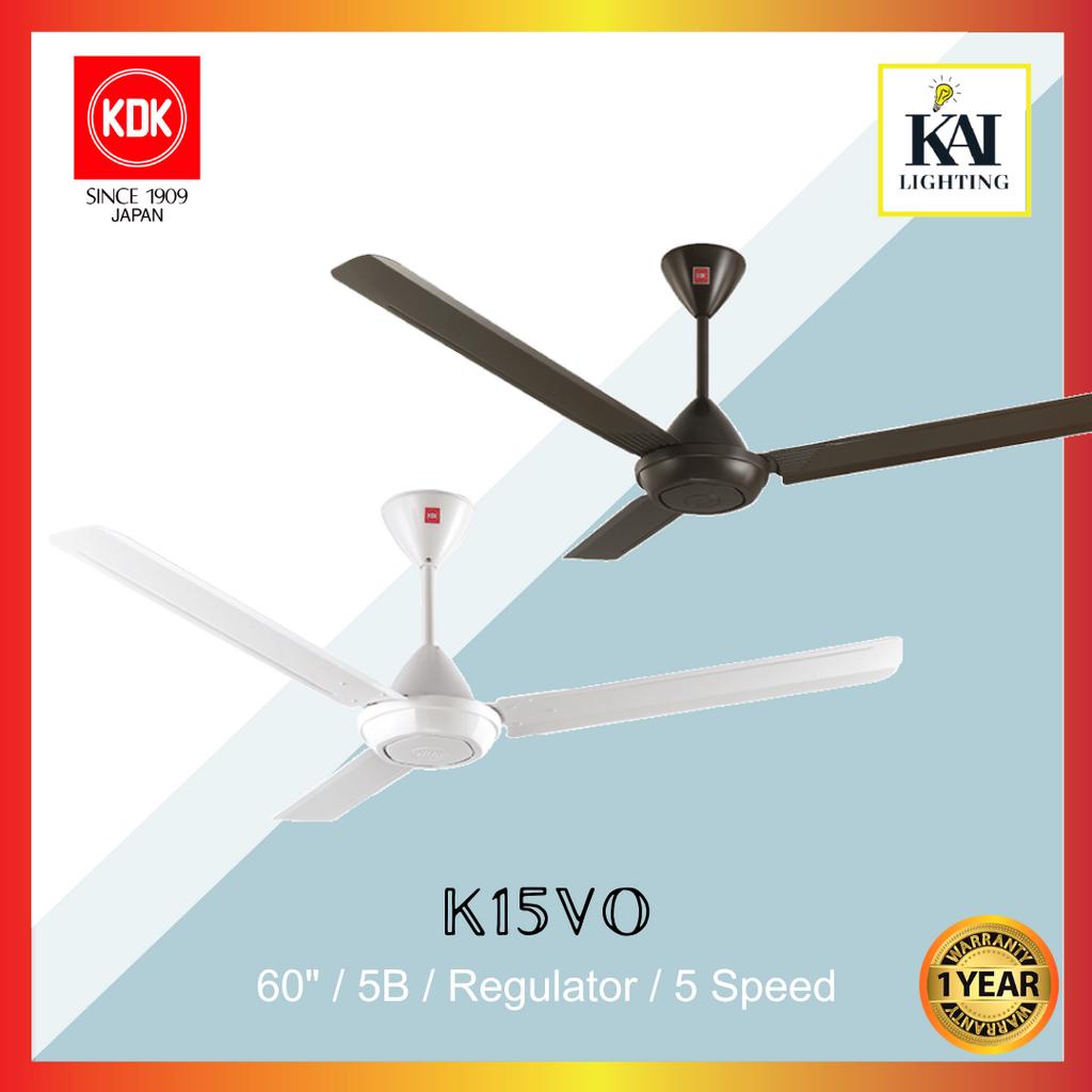 KDK K15V0 Regulator Ceiling Fan (150cm/60″) - White / Dark Brown PBR ...