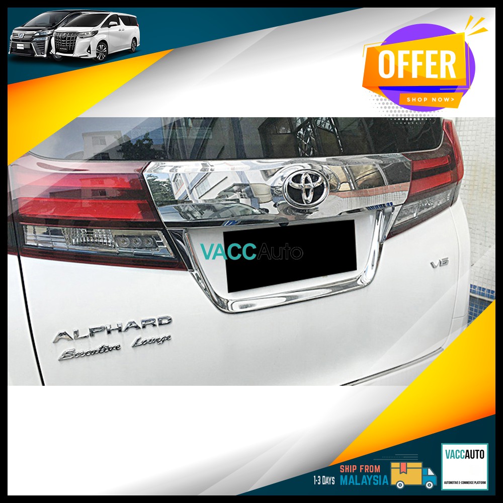 Toyota Vellfire / Alphard 30 Series Rear Plate Chrome Lining Garnish ...