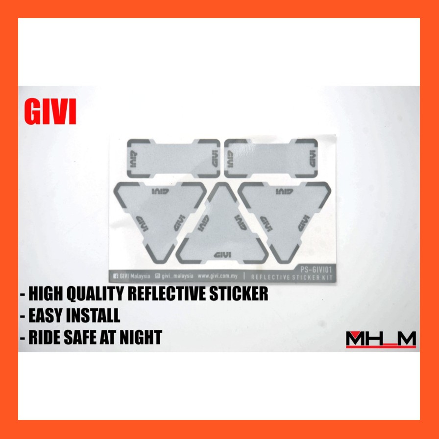 GIVI REFLECTIIVE STICKER KIT ( RIDE AT NIGHT )REFLECTION STICKER ...