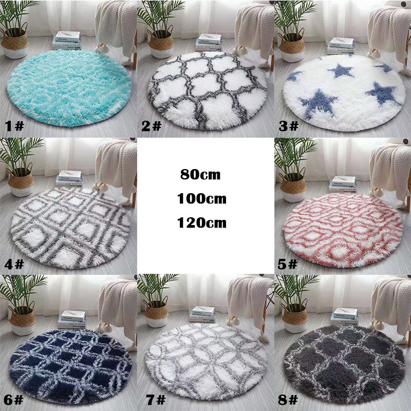 80/100/120CM Fluffy Round Rug Carpet Shaggy Area Rugs Anti-slip Floor ...