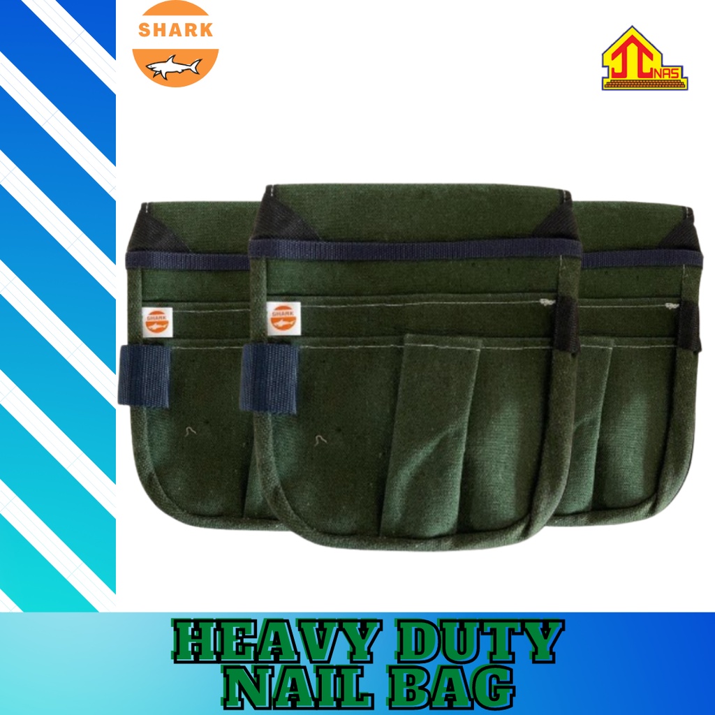 [100% HEAVY DUTY] SHARK HEAVY DUTY Nail Bag Canvas With Clip / Beg Paku ...