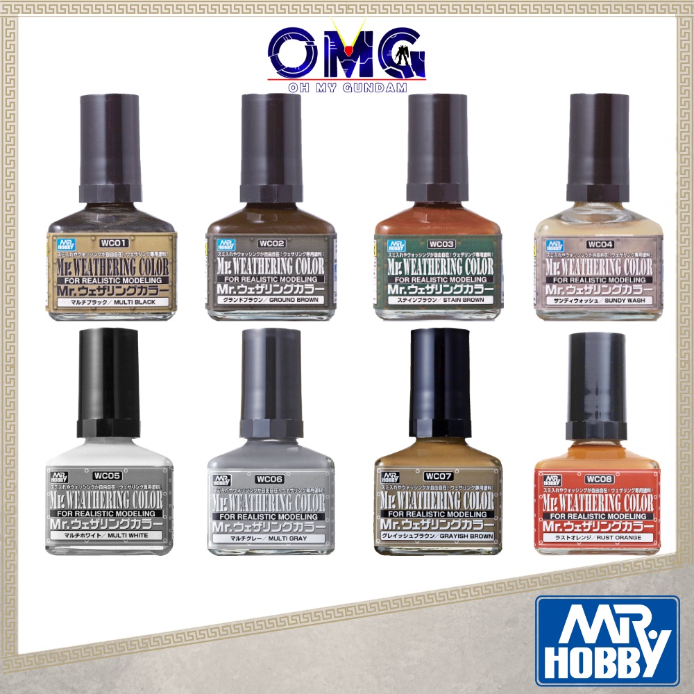 WC01-WC15 Mr Hobby Mr Weathering Color Paint Black Brown White Gray ...