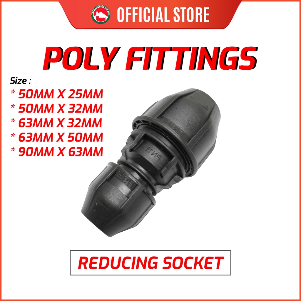POLY FITTING CONNECTOR REDUCING SOCKET - 50MM X 25MM / 50MM X 32MM ...