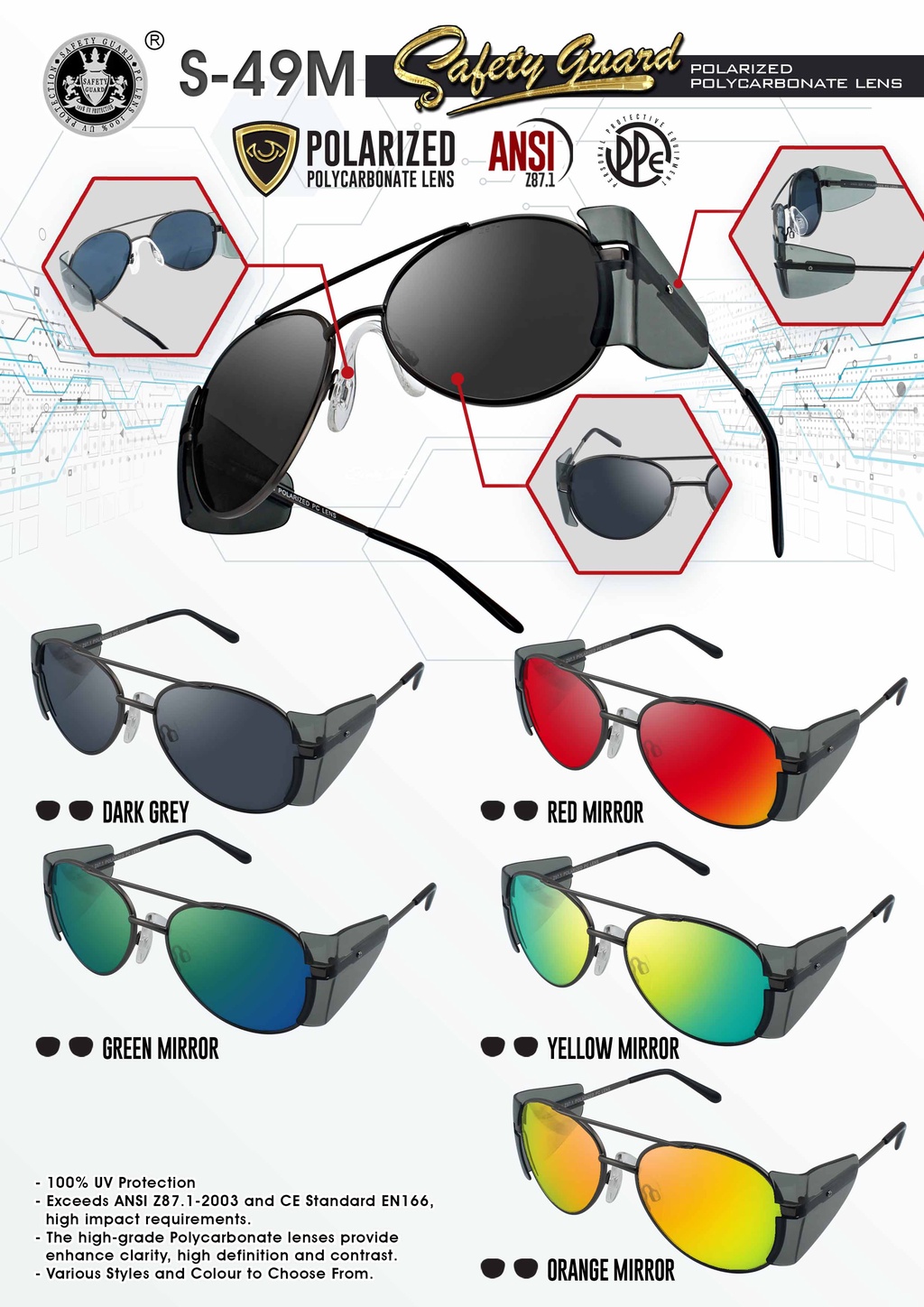 SAFETY GUARD SAFETY GLASSES POLARIZED/ EYE PROTECTION (S-49 PLR) - 100% ...