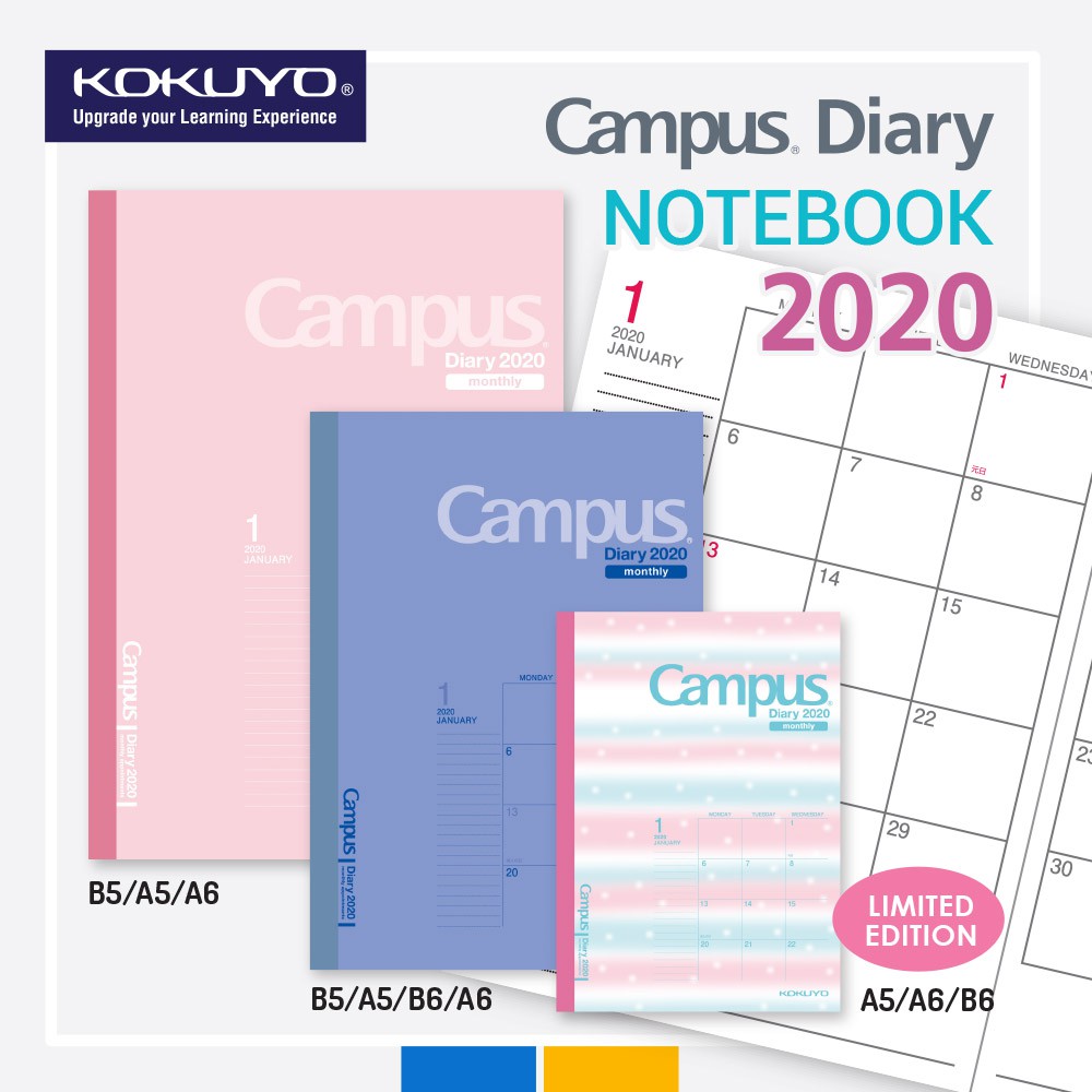 KOKUYO CAMPUS MONTHY SCHEDULE DIARY 2020 - B5/A5/B6/A6 | Shopee Malaysia