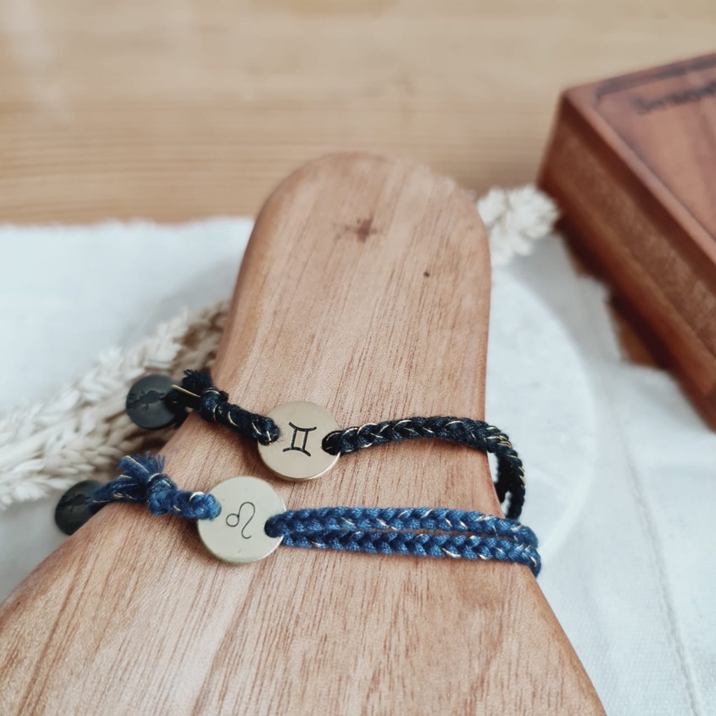 Zodiac Letters Brass Zodiac Dual 2-hole Braid Rope Bracelet PO | Shopee ...