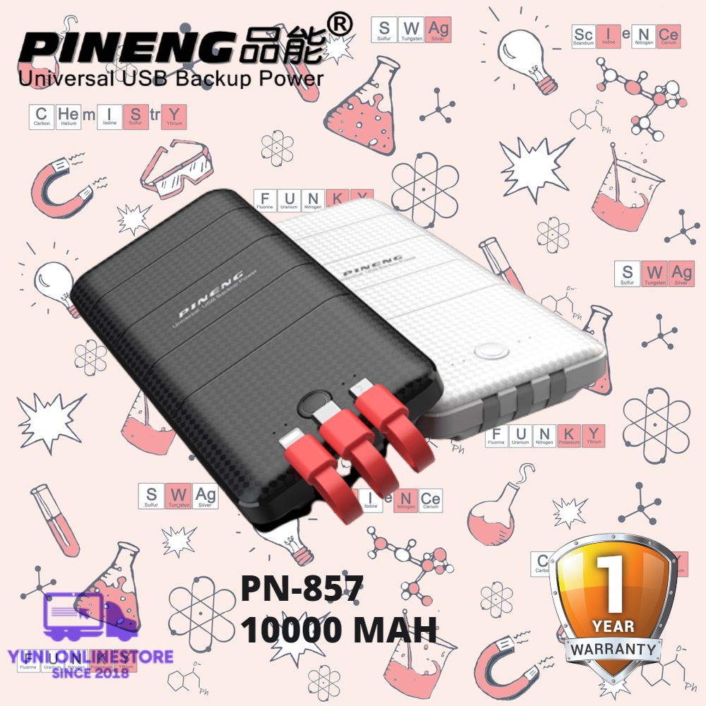 PINENG PN-857 10000mAh POWERBANK WITH BUILT-IN MICRO USB/TYPE C ...