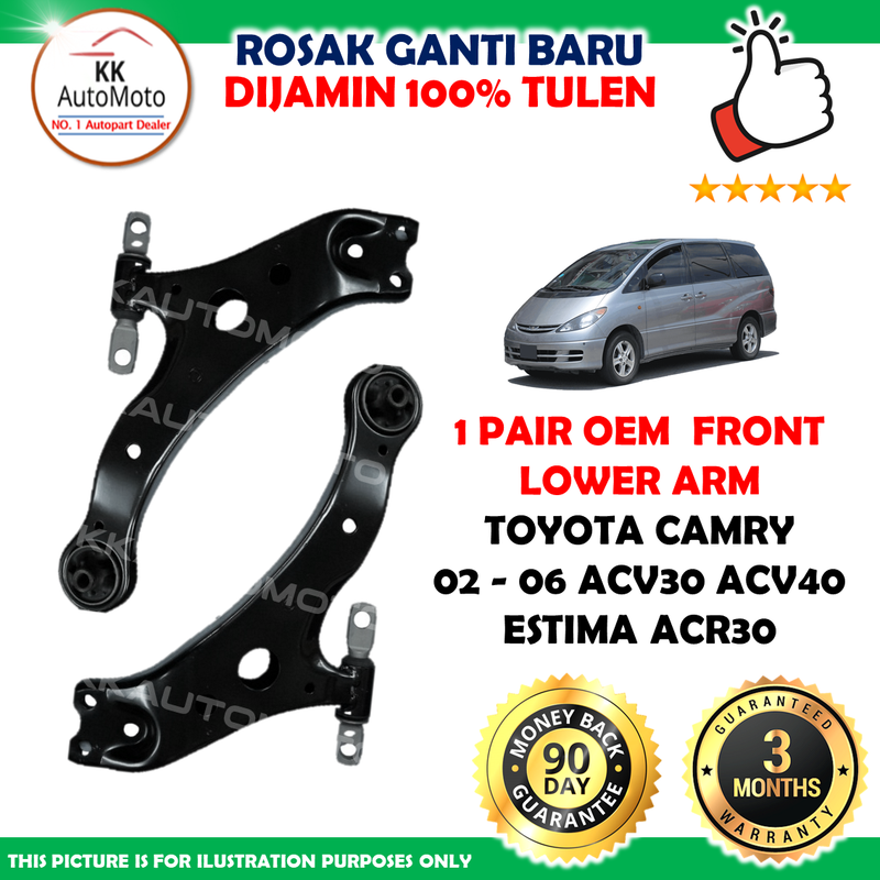 Toyota Camry ACV30 ACV40 Estima ACR30 - 1 Pasang / Pair OEM Front Lower Arm Hadapan (Kiri ...