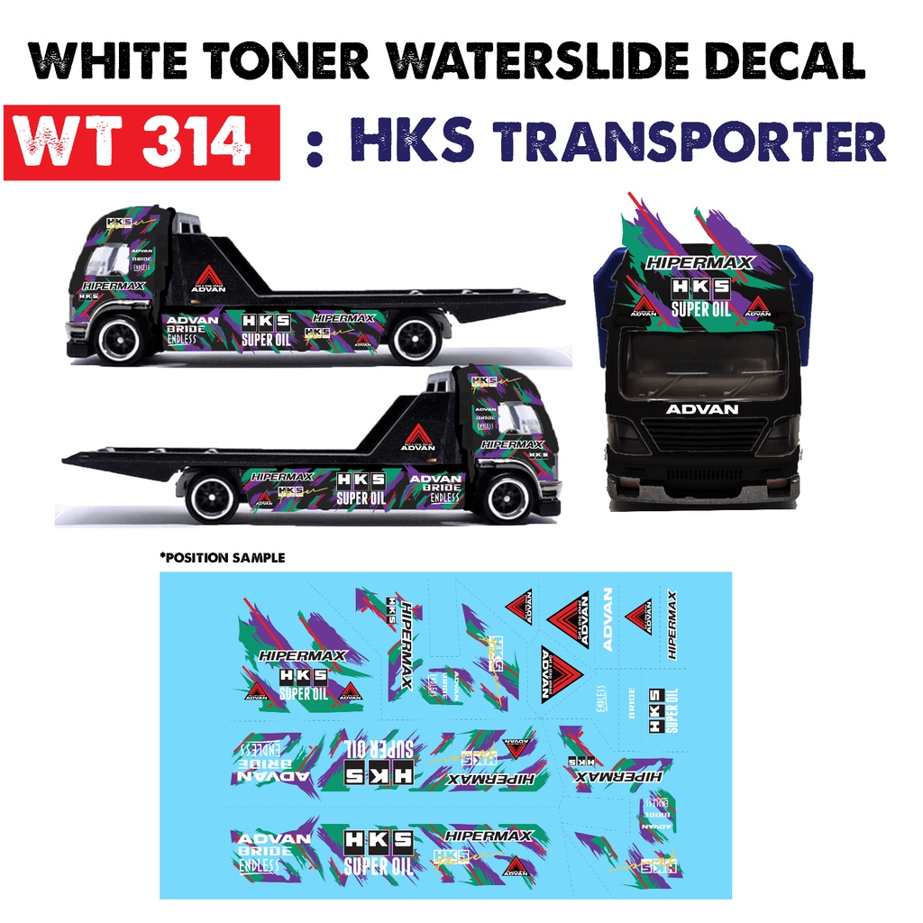 HKS TRANSPORTER Decals Hotwheels Tomica 1:64 diecast custom white toner ...