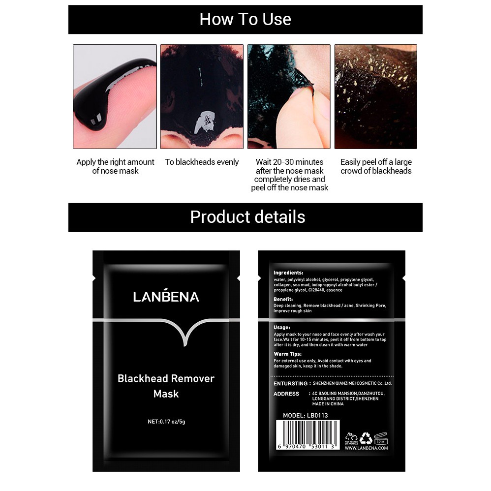 🔥Clearance🔥LANBENA Black Mask Detox Blackhead Remover Nose Mask ...
