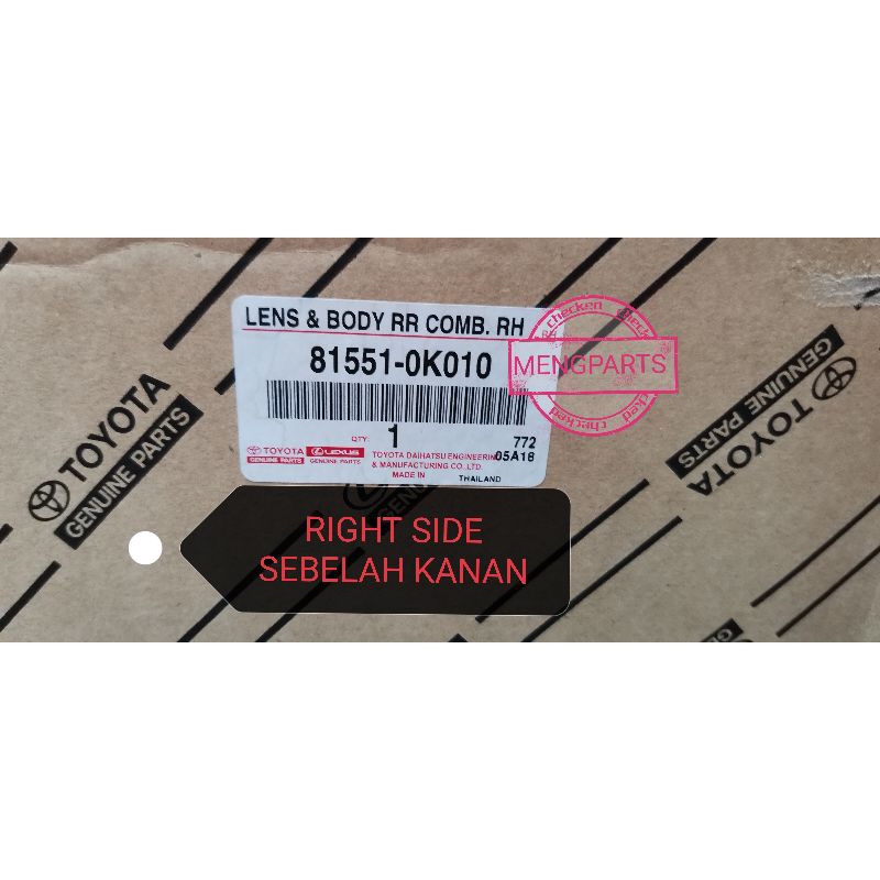 ORIGINAL TOYOTA HILUX VIGO KUN25 2005-2011Y TAIL LAMP BELAKANG LAMPU ...