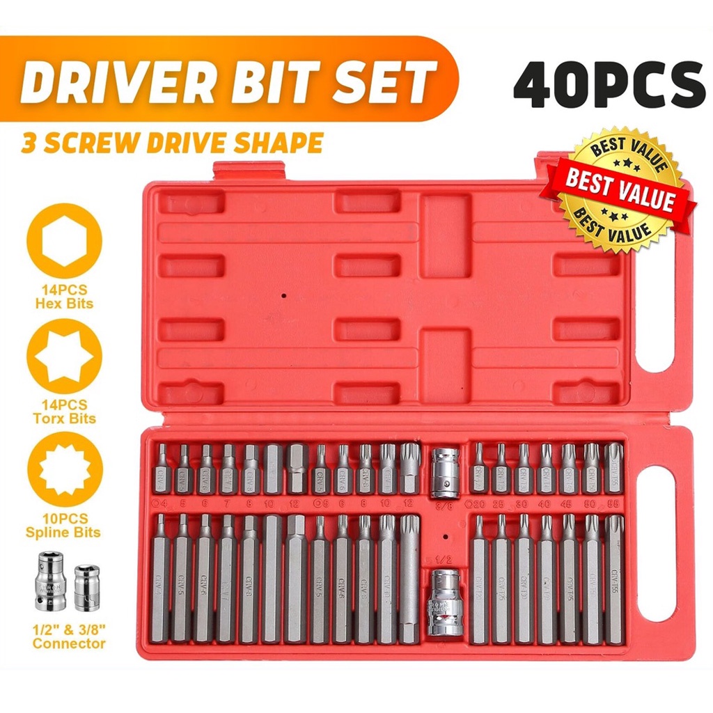 [READY STOCK] 40pcs Hex Torx Bit Star Wrench Allen Key Spline Bit ...