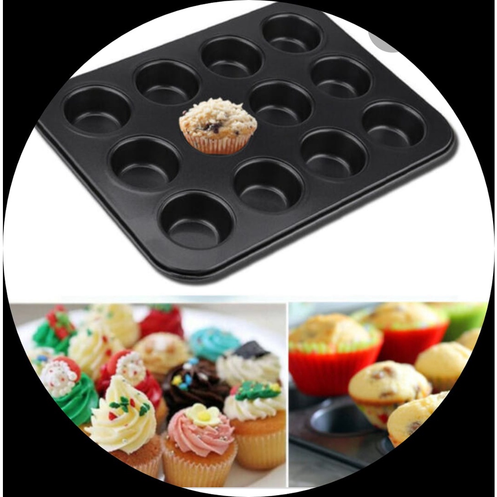 Non Stick Muffin Tray 12 holes/ cupcakes tin mould (READY STOCK ...