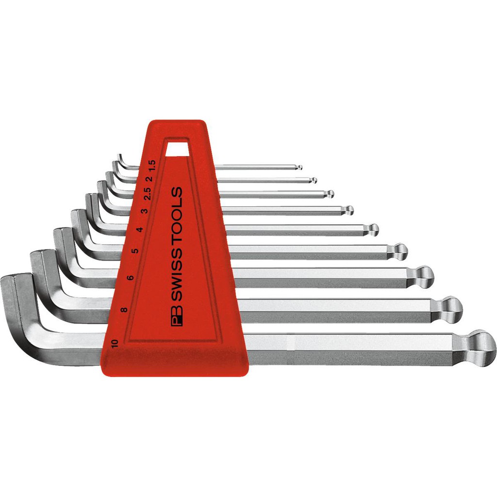 PB SWISS TOOLS 9pcs Hexagon Allen Key L-wrench Set, Short Stock, with Ball-point (mm) (Chrome ...