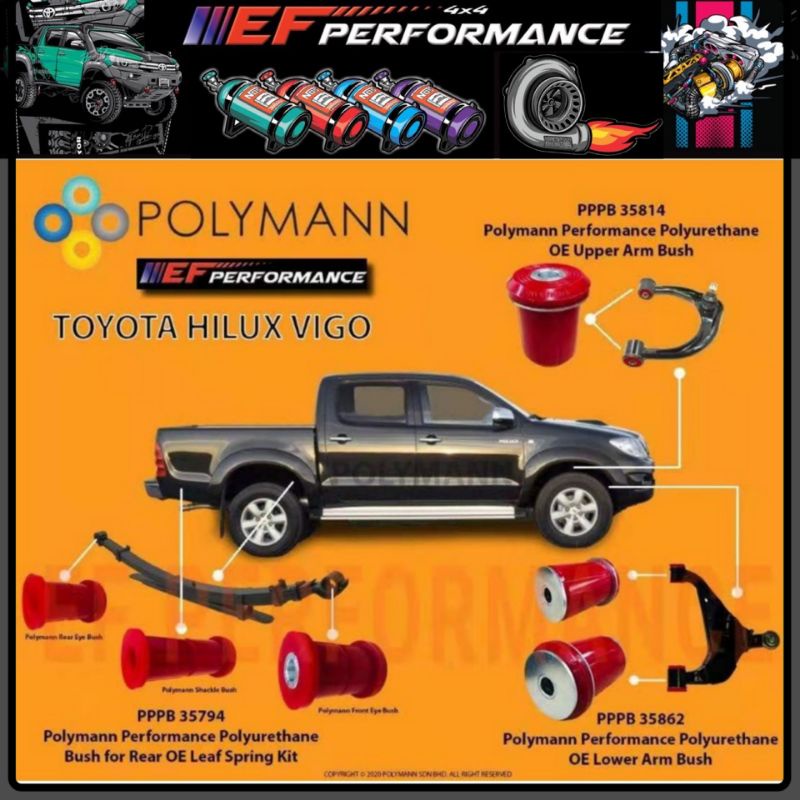 TOYOTA HILUX VIGO KUN25 KUN26 UPPER LOWER ARM LEAF SPRING ABSORBER BUSH ...