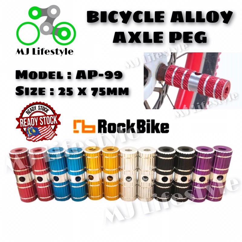 (1 Pair) Original ROCK BIKE Bicycle Alloy Axle Peg For BMX FIXIE MTB ...