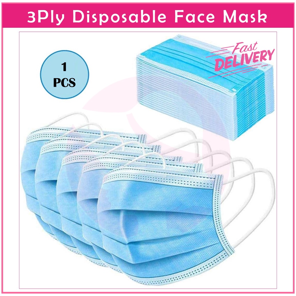 3Ply Disposable Protective Face Mask Adult Blue Earloop BFE>98% Hijab ...