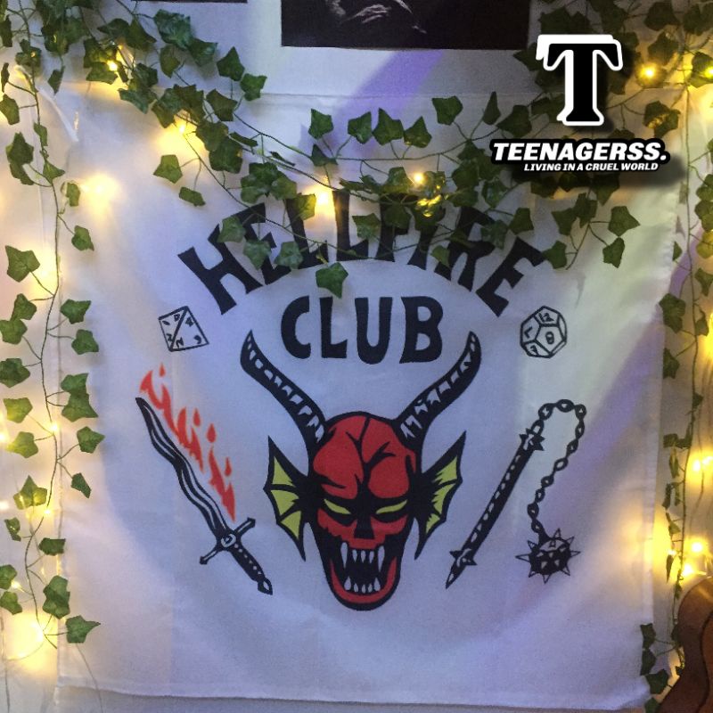 PUTIH Hellfire Club Fabric Flag Eddie Munson Stranger Things Wall Decor ...