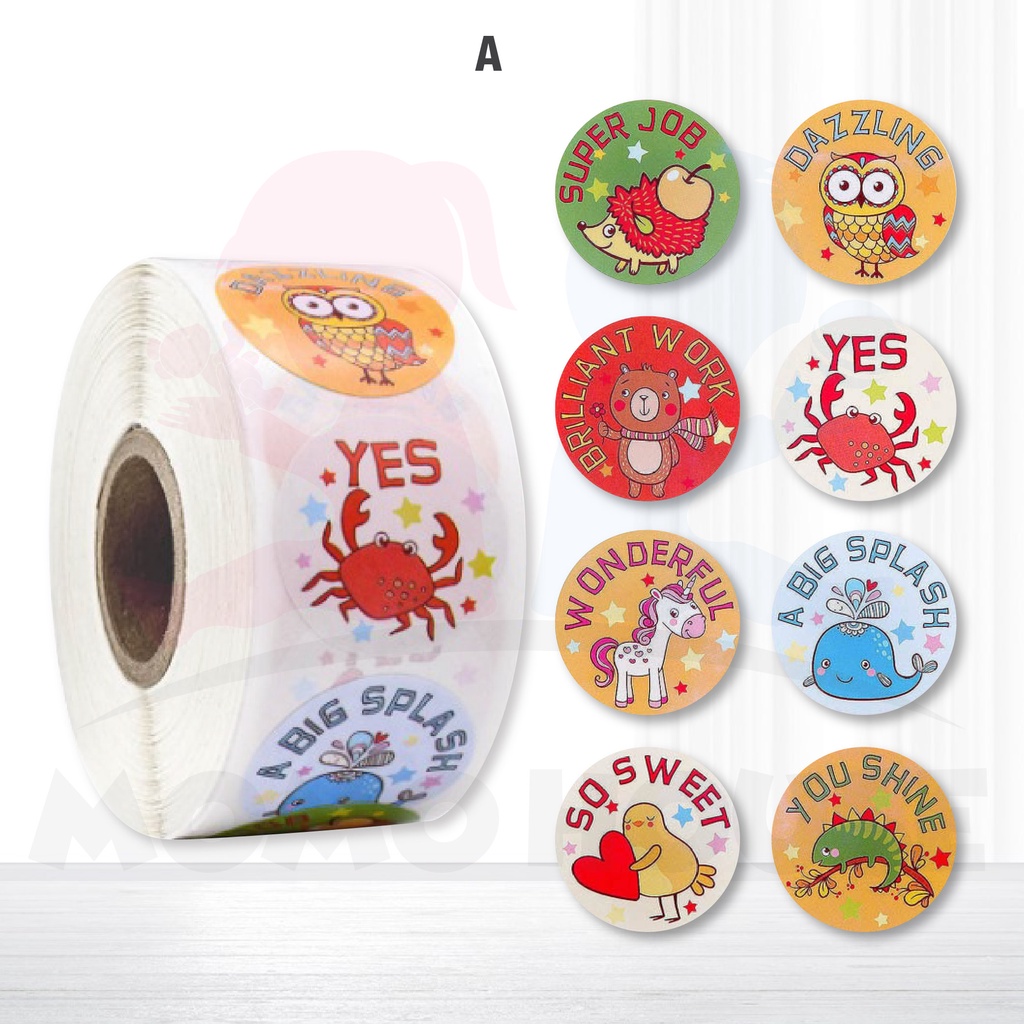 500pcs/roll Round Sticker Labels Roll Reward Stickers Encouragement ...