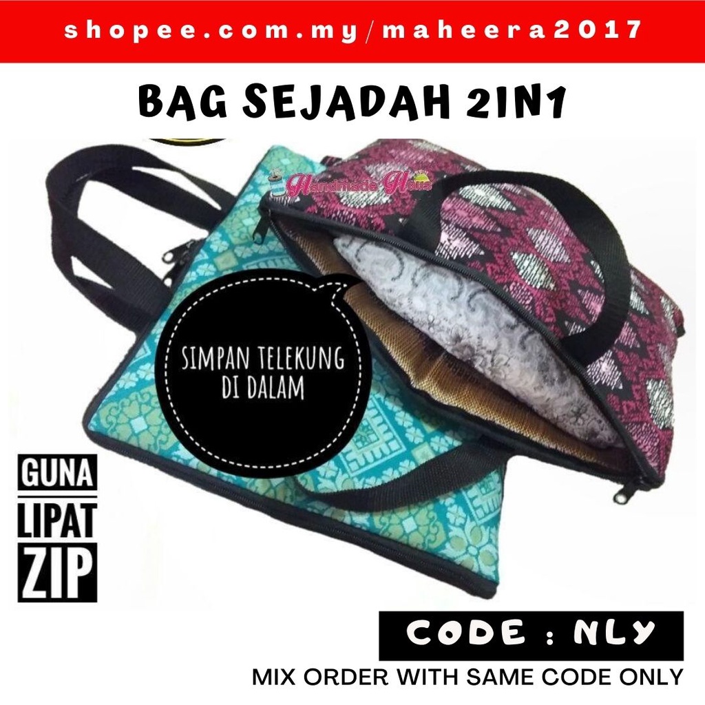 Beg Sejadah 2 In 1 Songket (Zip Menjadi Beg ️ Simpan Telekung) Travel ...
