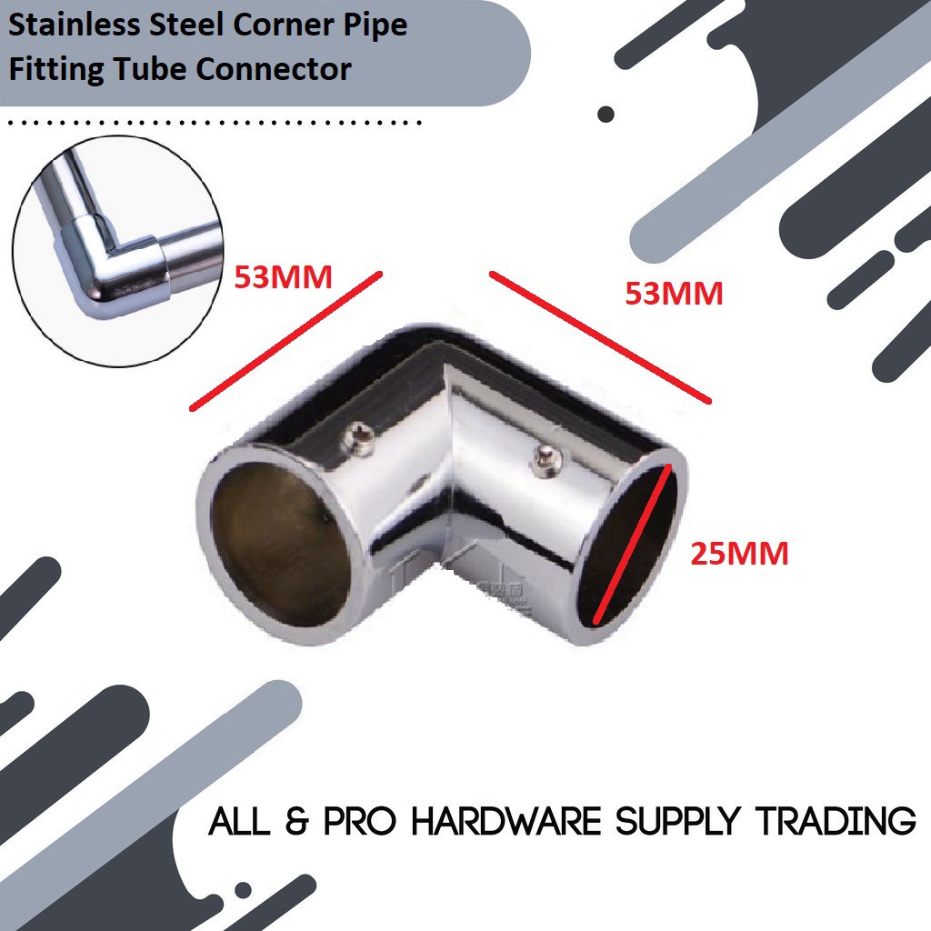 Stainless Steel Corner Pipe Fitting Tube Connector 25MM | Shopee Malaysia