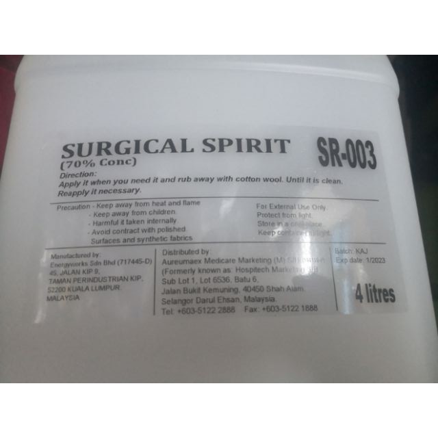 Exp 02/2023 Surgical Spirit 70% Isopropyl Rubbing Alcohol Disinfectant ...