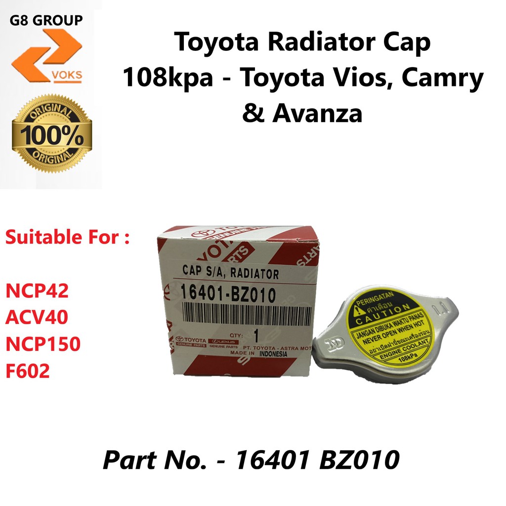 Toyota Radiator Cap 108 kpa - Toyota Vios, Camry& Avanza ( 16401-BZ010 ) | Shopee Malaysia