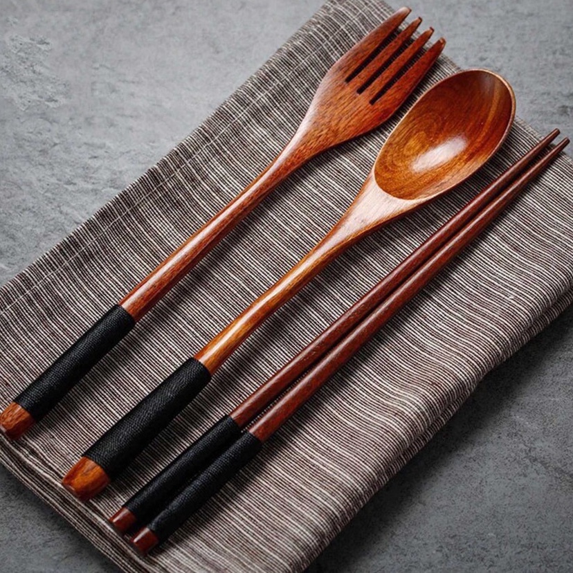 KAYU Korean Wooden Spoon Fork Chopsticks | Sujeo Set | Japanese Cutlery ...